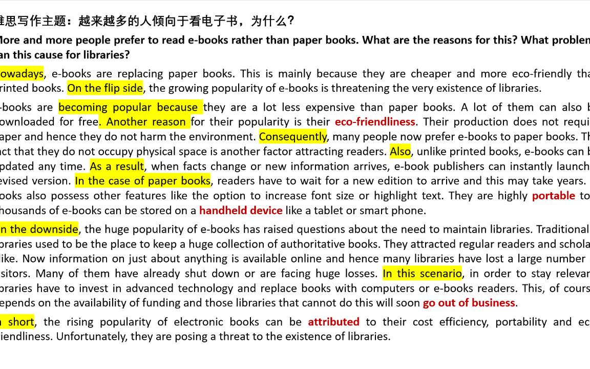 20220829雅思写作-为什么越来越多的人倾向于看电子书?