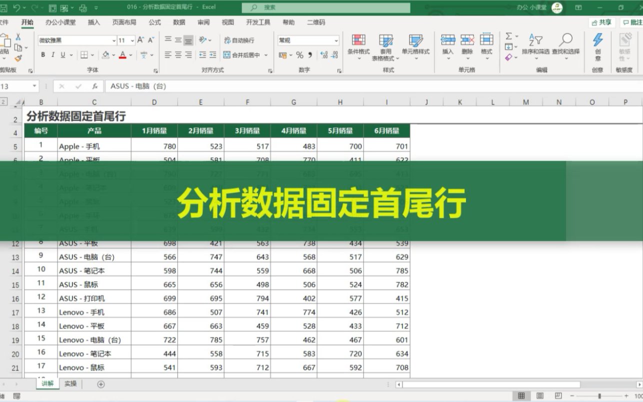 Excel分析数据固定首尾行