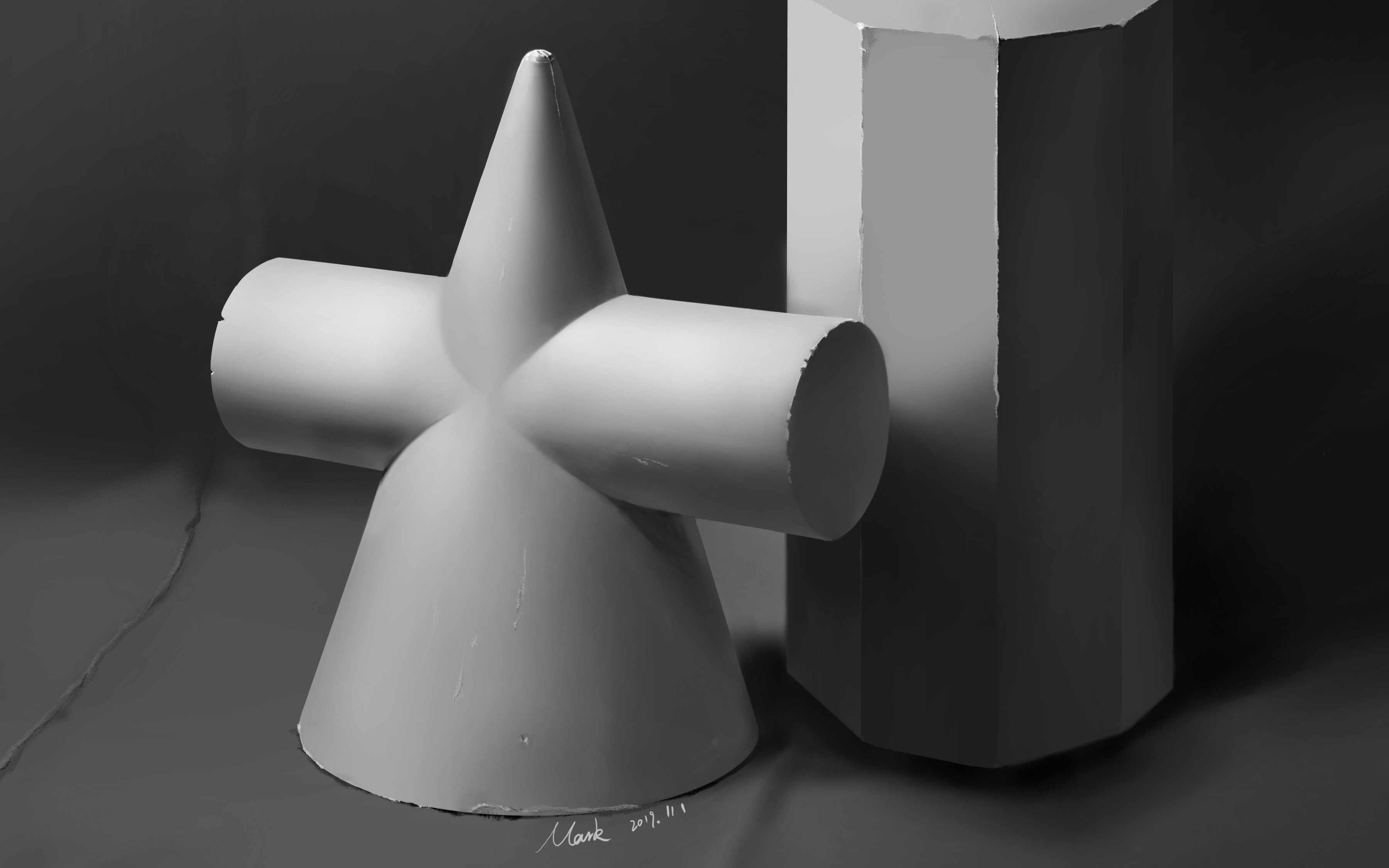 【CG插画procreate自学】NO.1石膏几何体照片写生