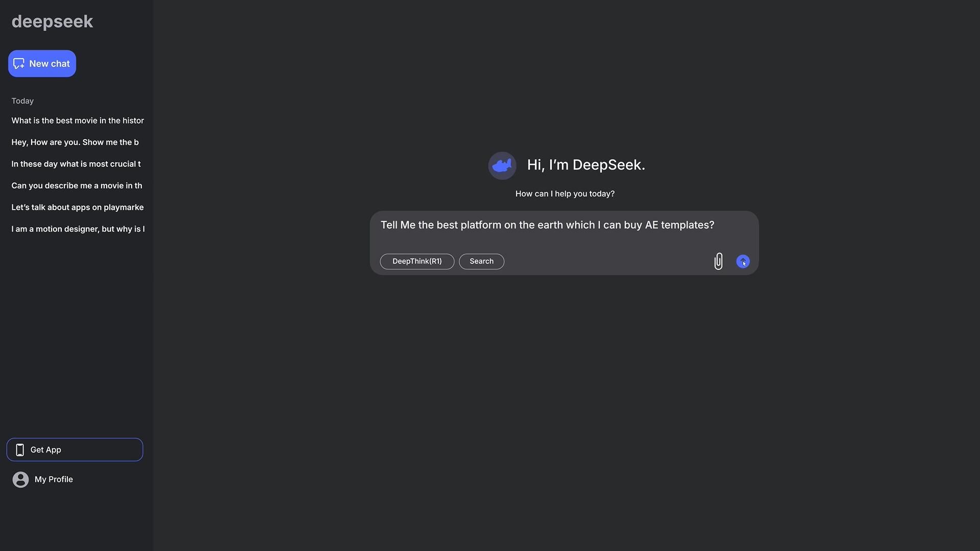 AE模板:AI人工智能DeepSeek用户提问UI动画模板(11623)