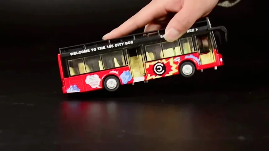 合金旅游双层巴士公交车玩具车,敞篷观光大巴公共汽车模型