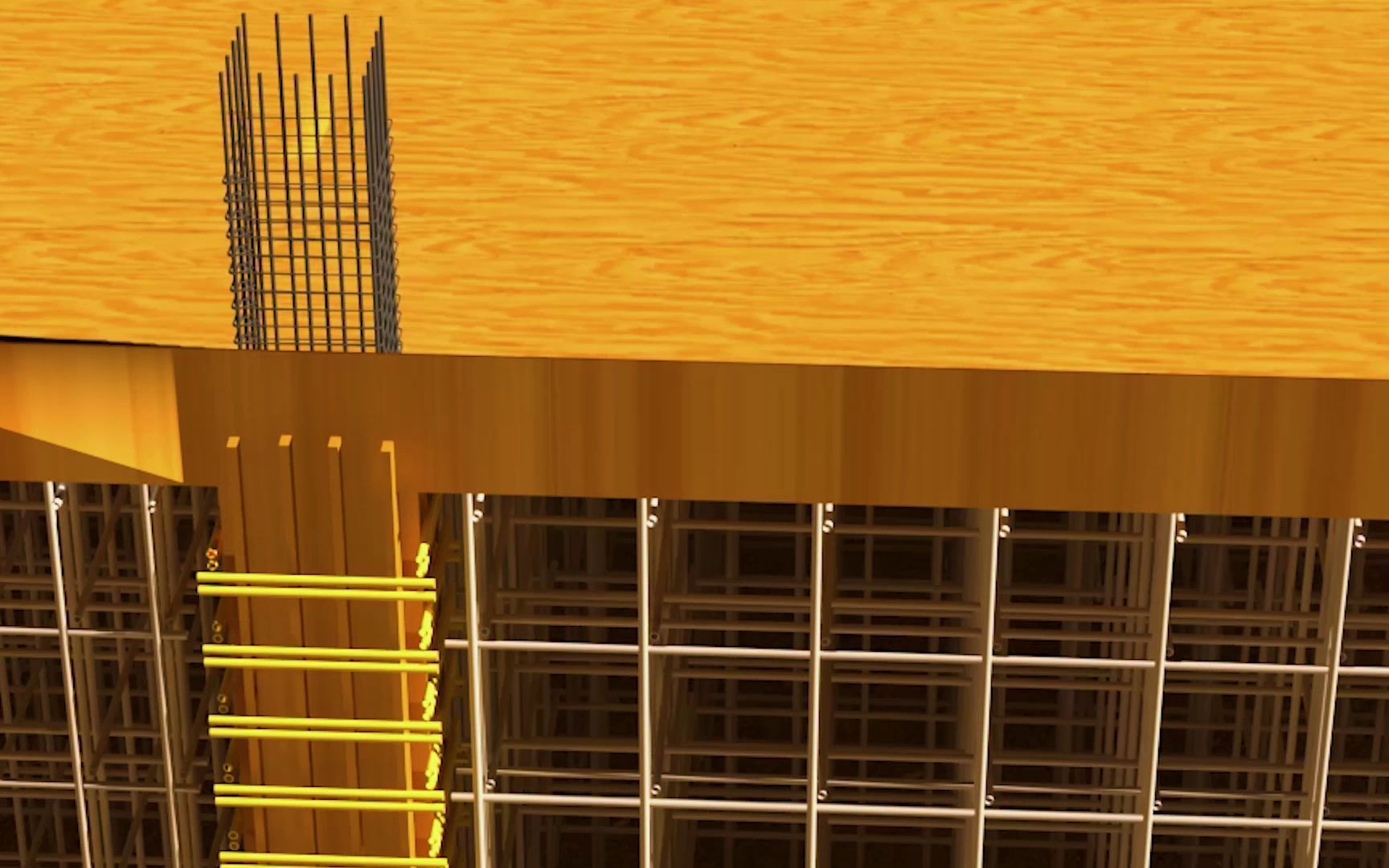 银川BIM动画制作一层顶板及框架梁模板支设