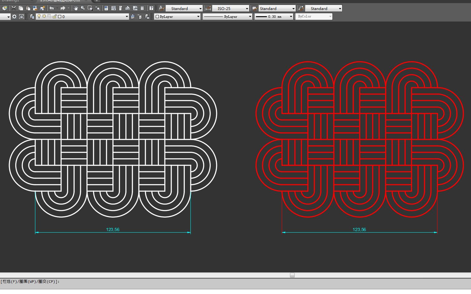 CAD技能图纸练习,4分钟让你学会,一个极具技巧性的练习题!