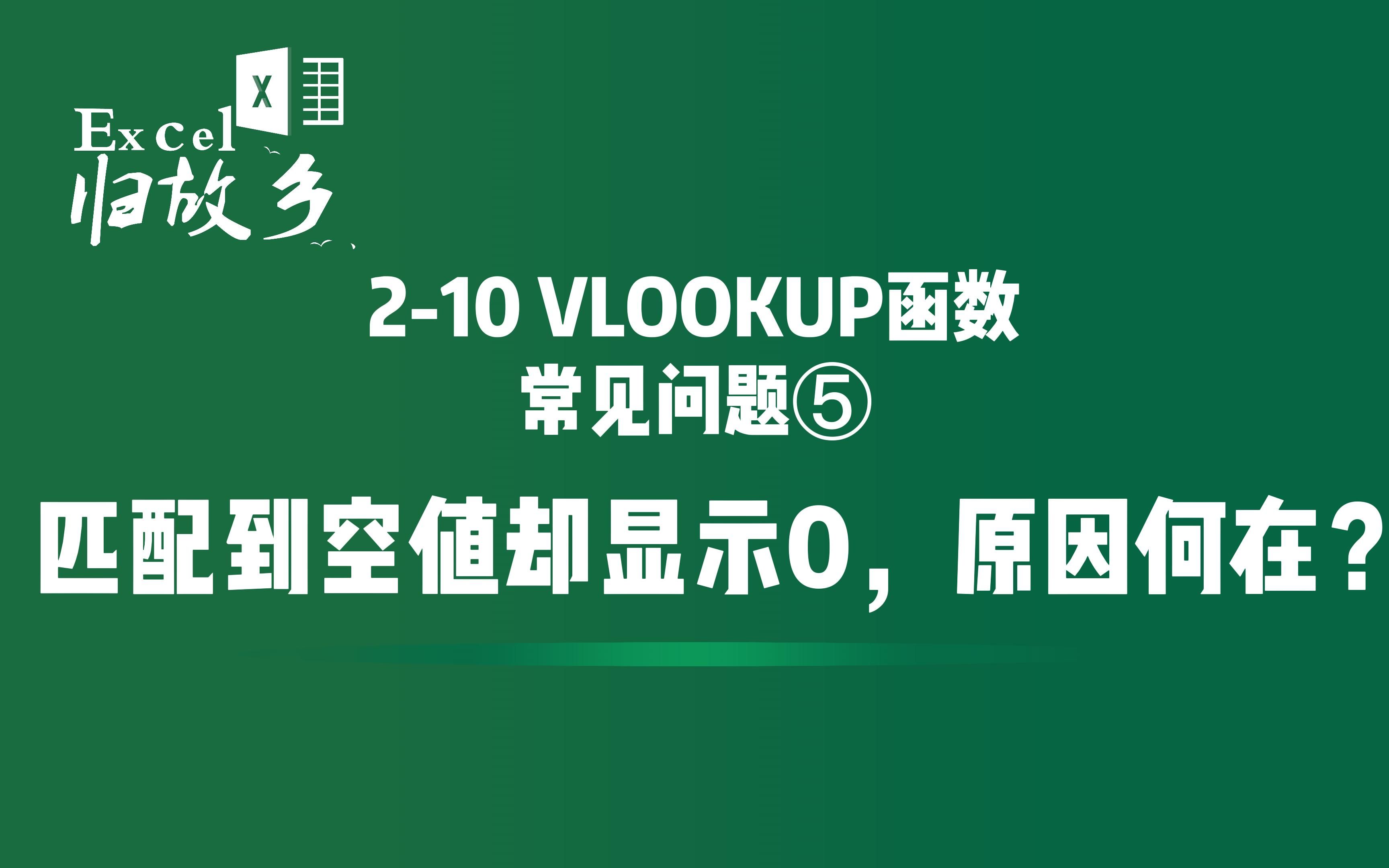 2-10 VLOOKUP函数常见问题第五期,匹配到空单元格却显示0,原因何在?