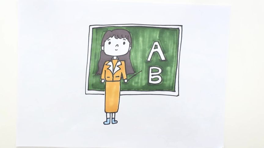 长发老师简笔画怎么画