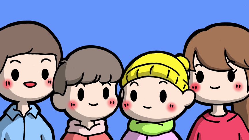 国际家庭日主题简笔画:超可爱画风的一家四口人#简笔画