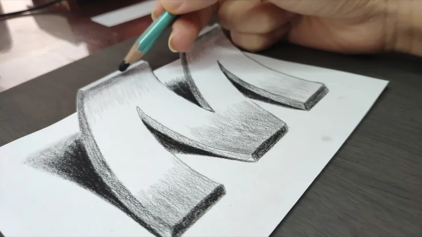 趣味素描入门:用这个方法手绘3D立体画,其实很简单,知识青年