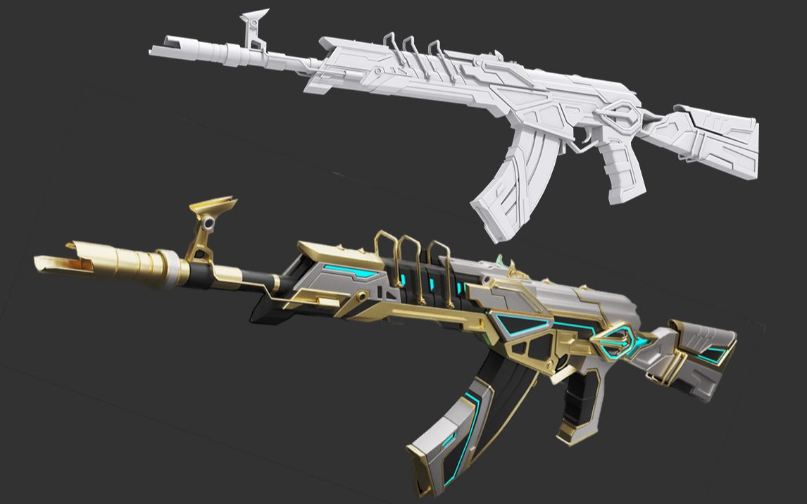 【3dmax枪械建模】经典枪械“AK47”模型制作教程,这皮肤也太炫酷了