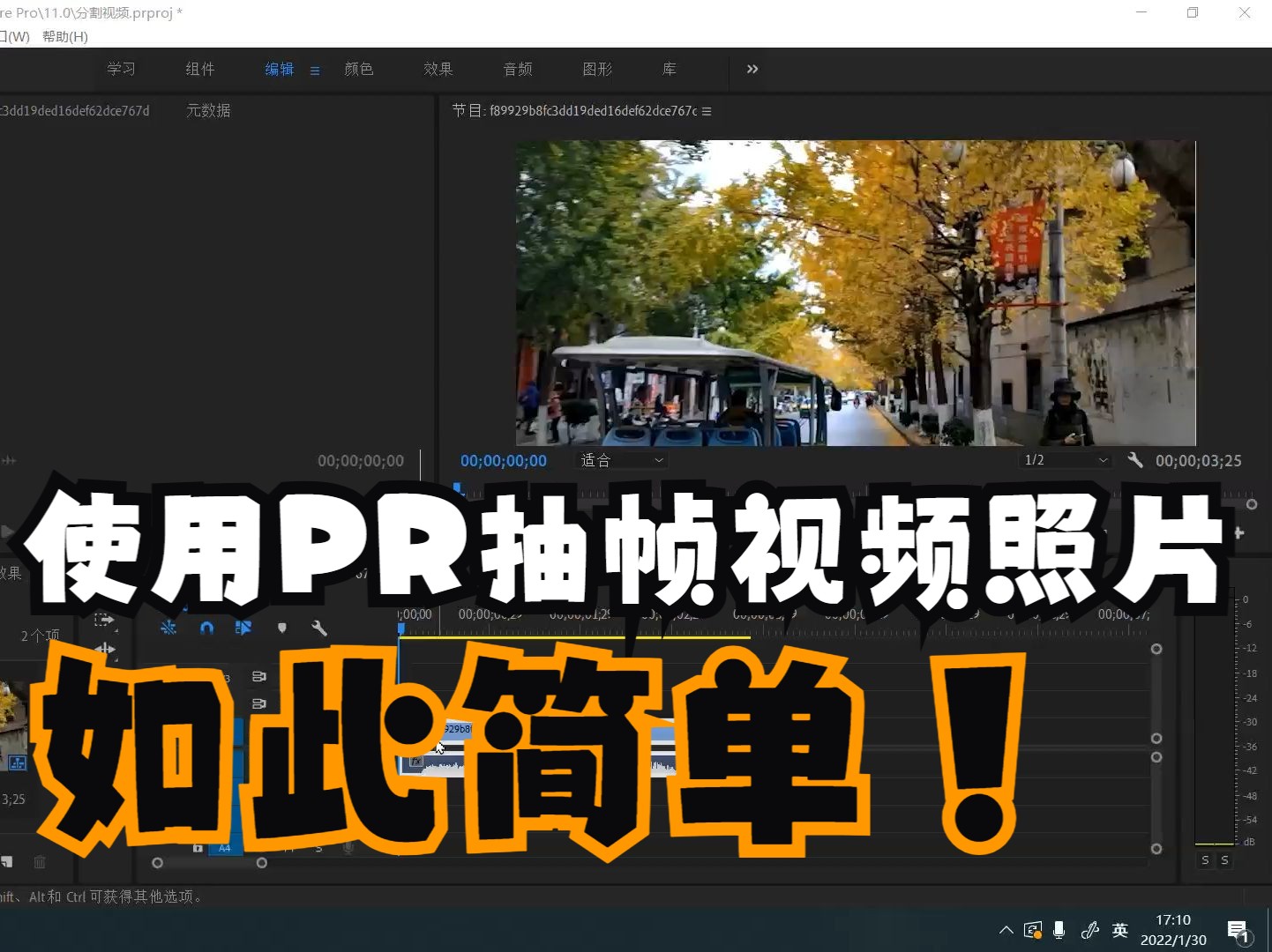 用PR,将拍摄视频导出图片方法,操作简单易上手!