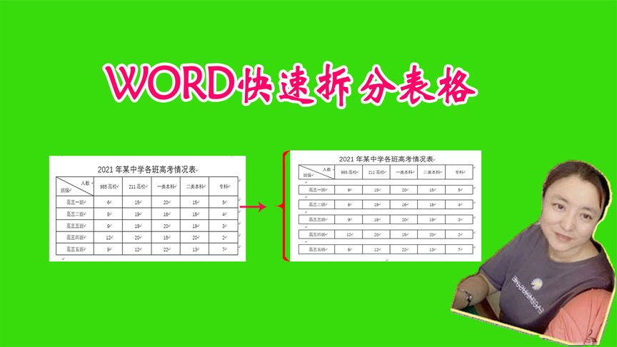 WORD快速拆分表格有绝招!只需一组快捷键,分分钟搞定