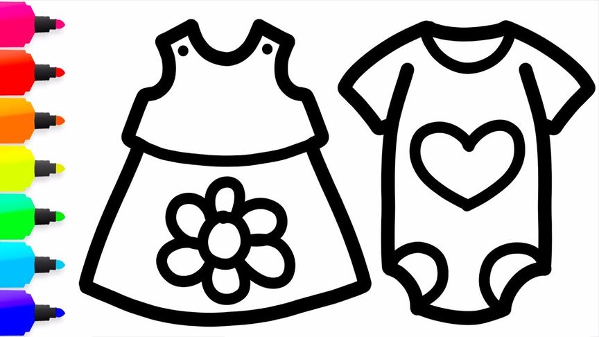 趣味简笔画,绘制8款儿童服装并着色,太好玩了!