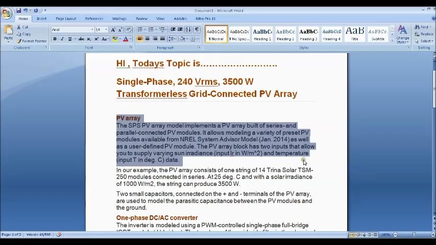 单相无变压器并网光伏阵列MATLAB Simulink