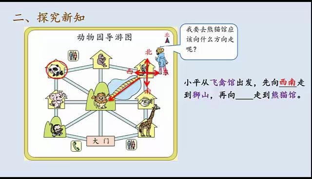 数学三年级下册:4-位置与方向(一)例4