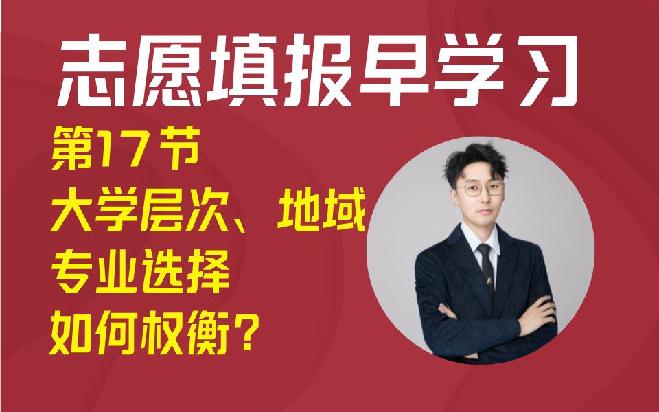 第17节:大学的学校层次、地域、专业如何权衡?