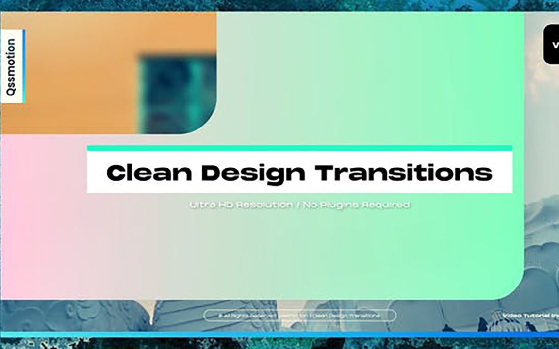 免费AE模板8k时尚渐变色几何图形视频转场过渡碎块裂开效果Clean ...