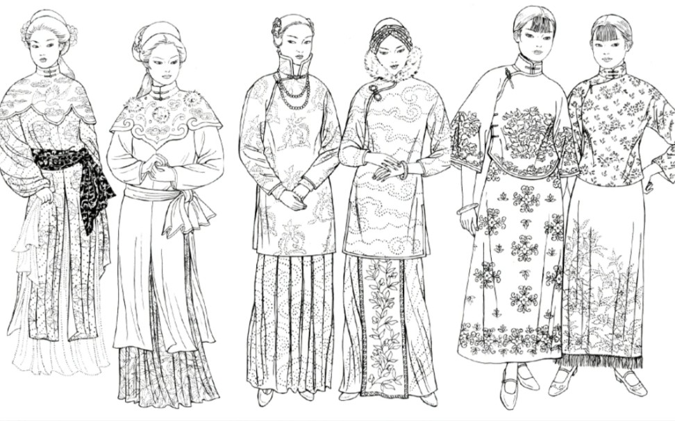 中国传统服饰鉴赏分享||Ming Ju Sun画册,历史服饰研究素材,速写线描...