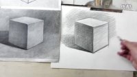 石膏几何体——正方体画法2-2 菲蓝美术教育 成人美术培训