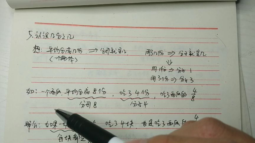 三数上,认识几分之几以及同分母分数比大小的方法