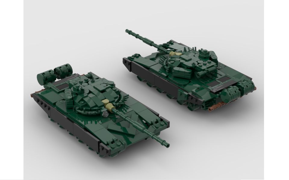 积木1:45比例T-72A1983型主战坦克