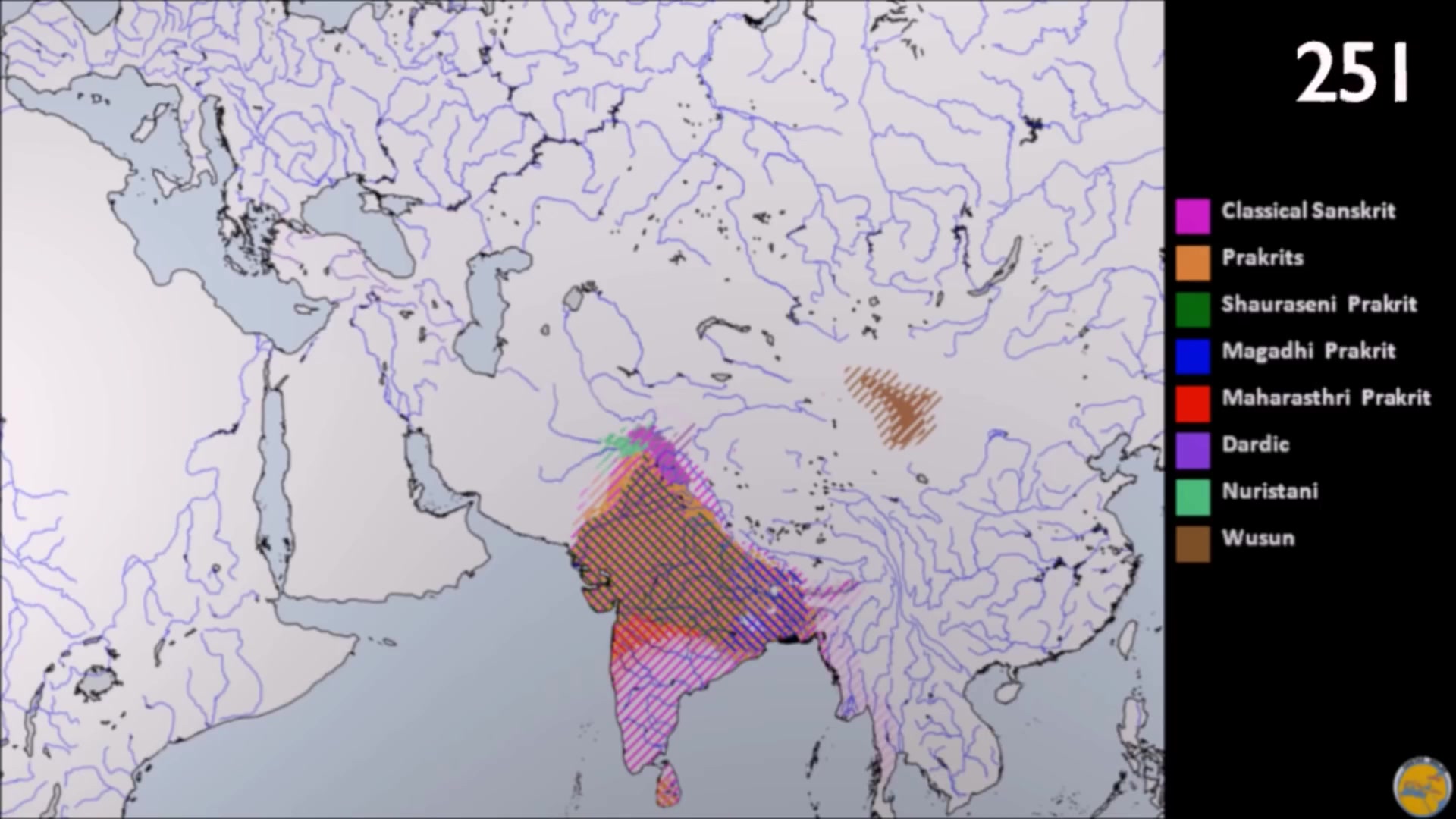 【历史地图】 印度-雅利安语族的疆域历史变化图