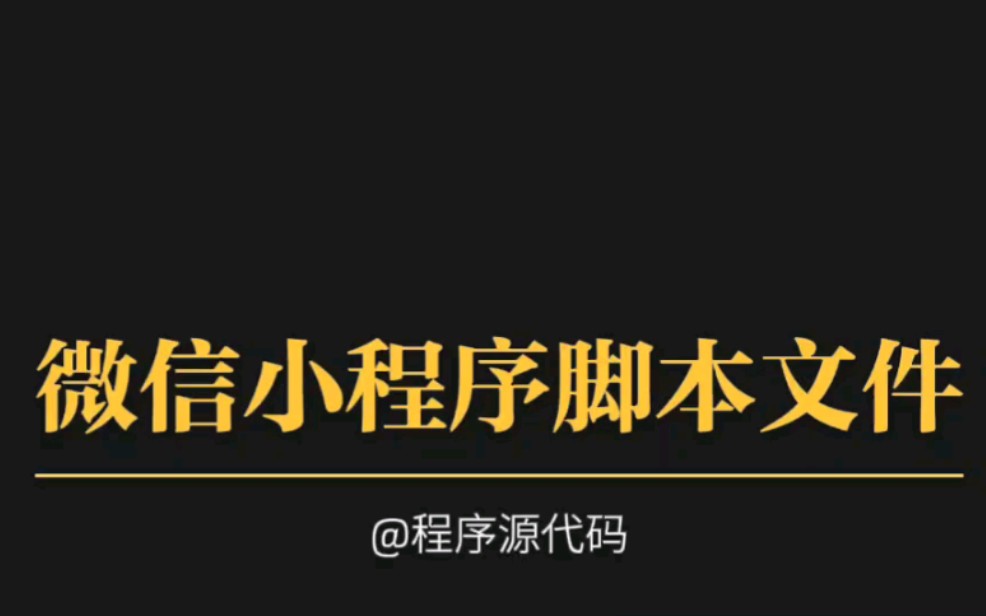 微信小程序脚本文件