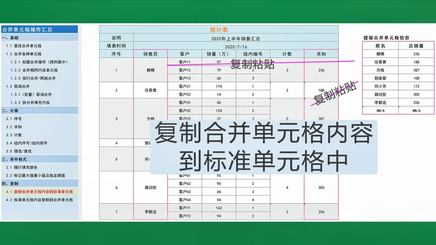 怎么对excel里合并后的单元格的内容进行批量复制粘贴