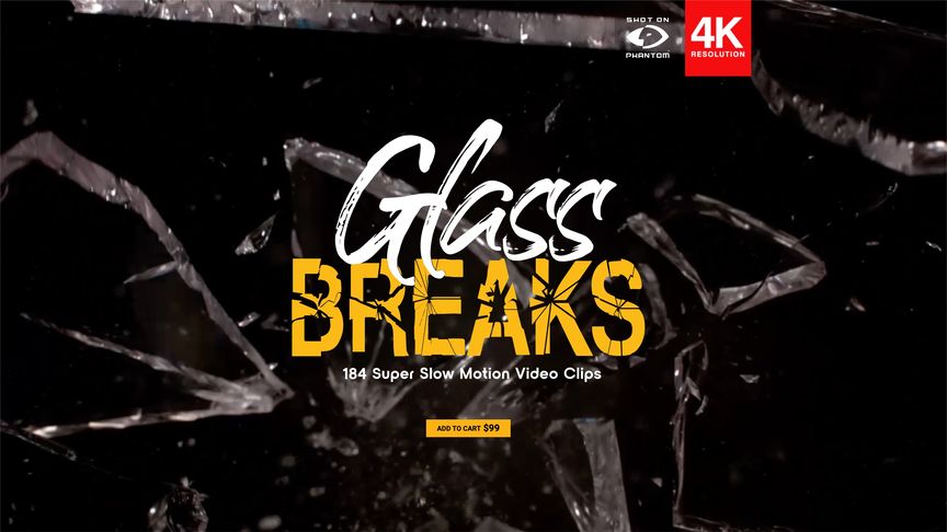 视频素材 184个4K玻璃撞击炸裂破碎动画 特效合成素材