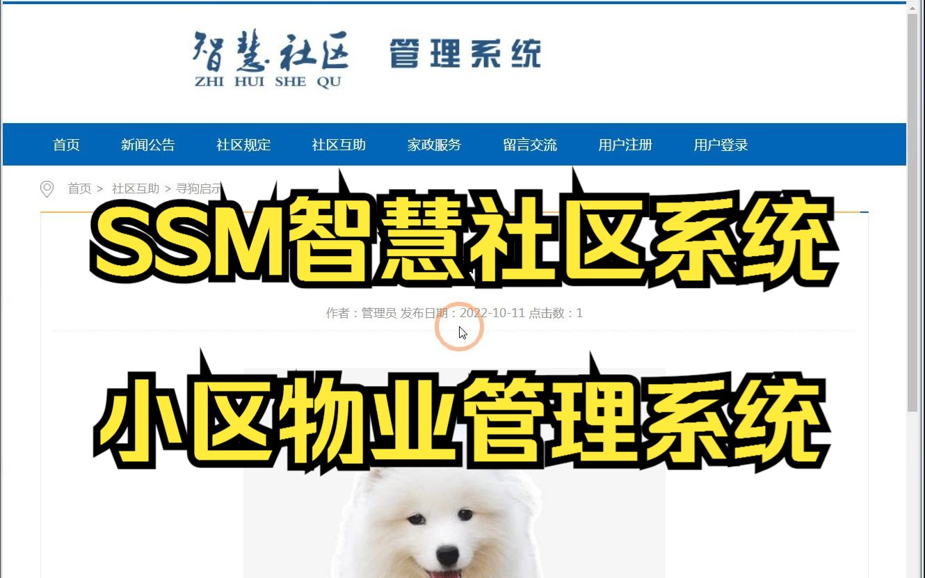 ...毕业设计 课程设计 SSM智慧社区系统 小区物业管理 疫情防控管理...