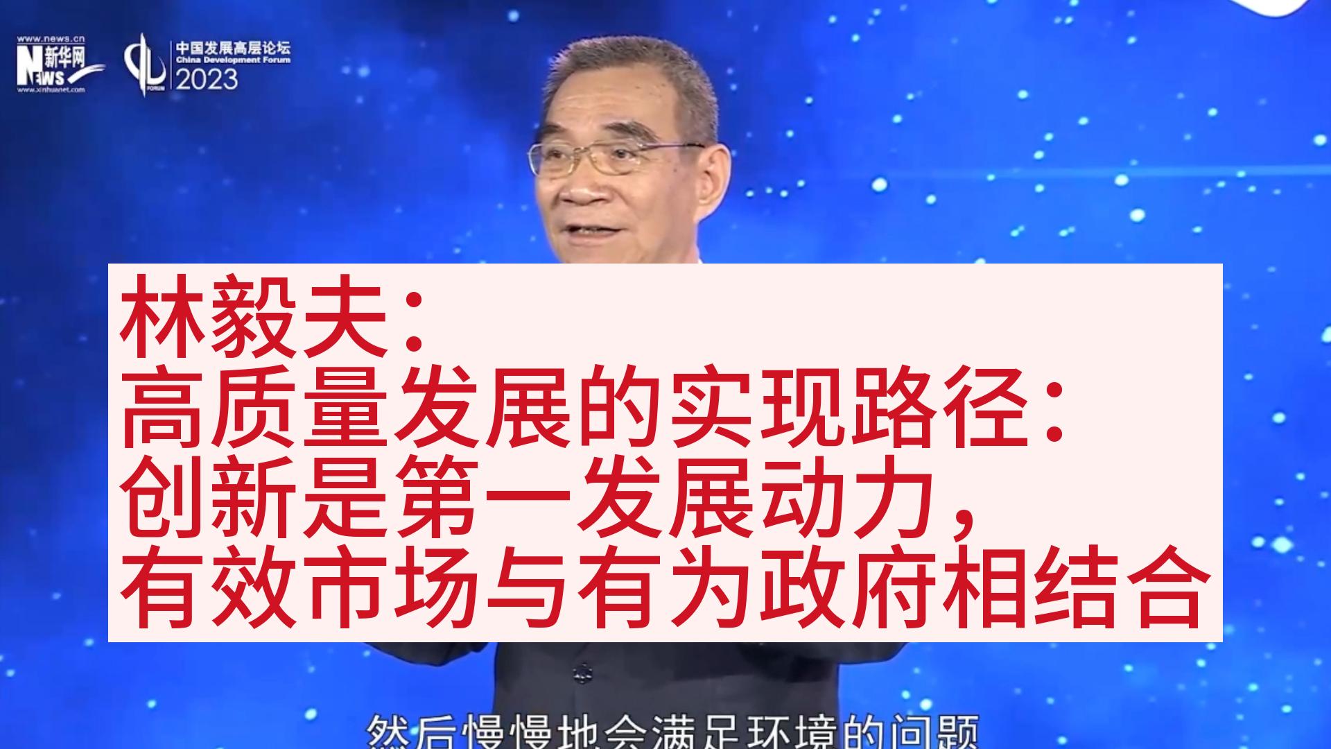 林毅夫:高质量发展的实现路径(创新是第一发展动力,有效市场与有为...