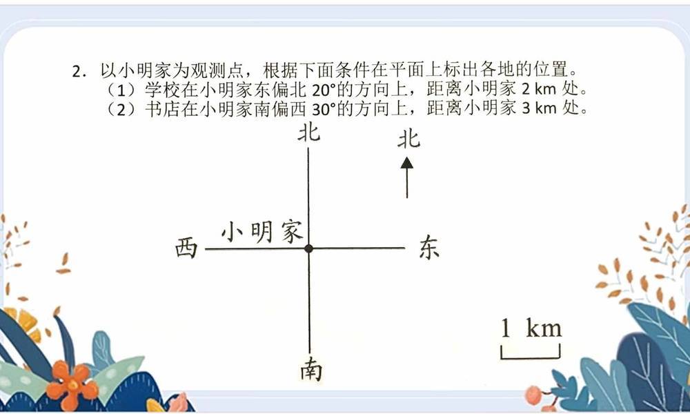 .初数学:作图题,根据已知条件在平面上标出各地的位置