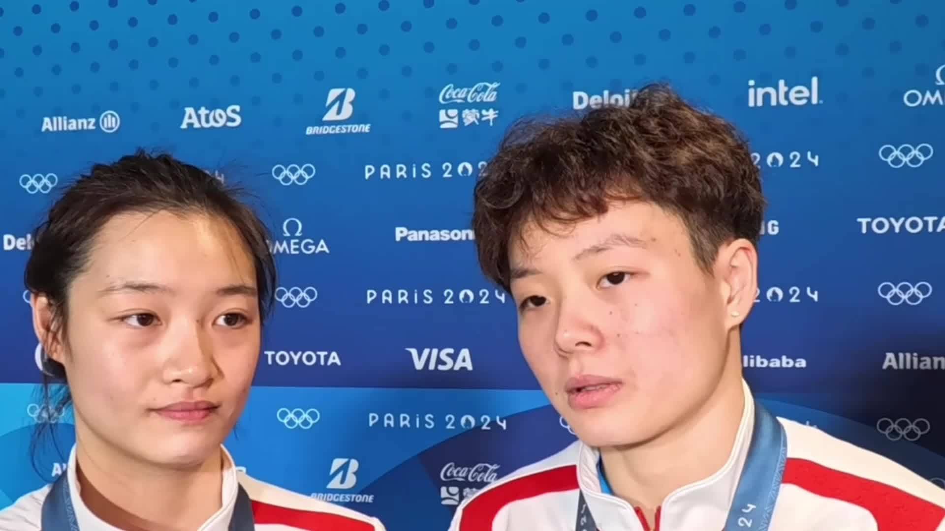 陈艺文、昌雅妮在巴黎奥运会跳水女子双人3米板的赛场上展现实力