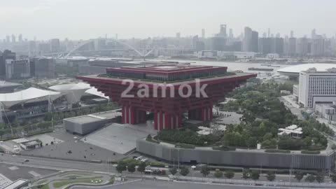4K原素材-航拍上海世博展览馆 高清视频-vj师网#最美城市