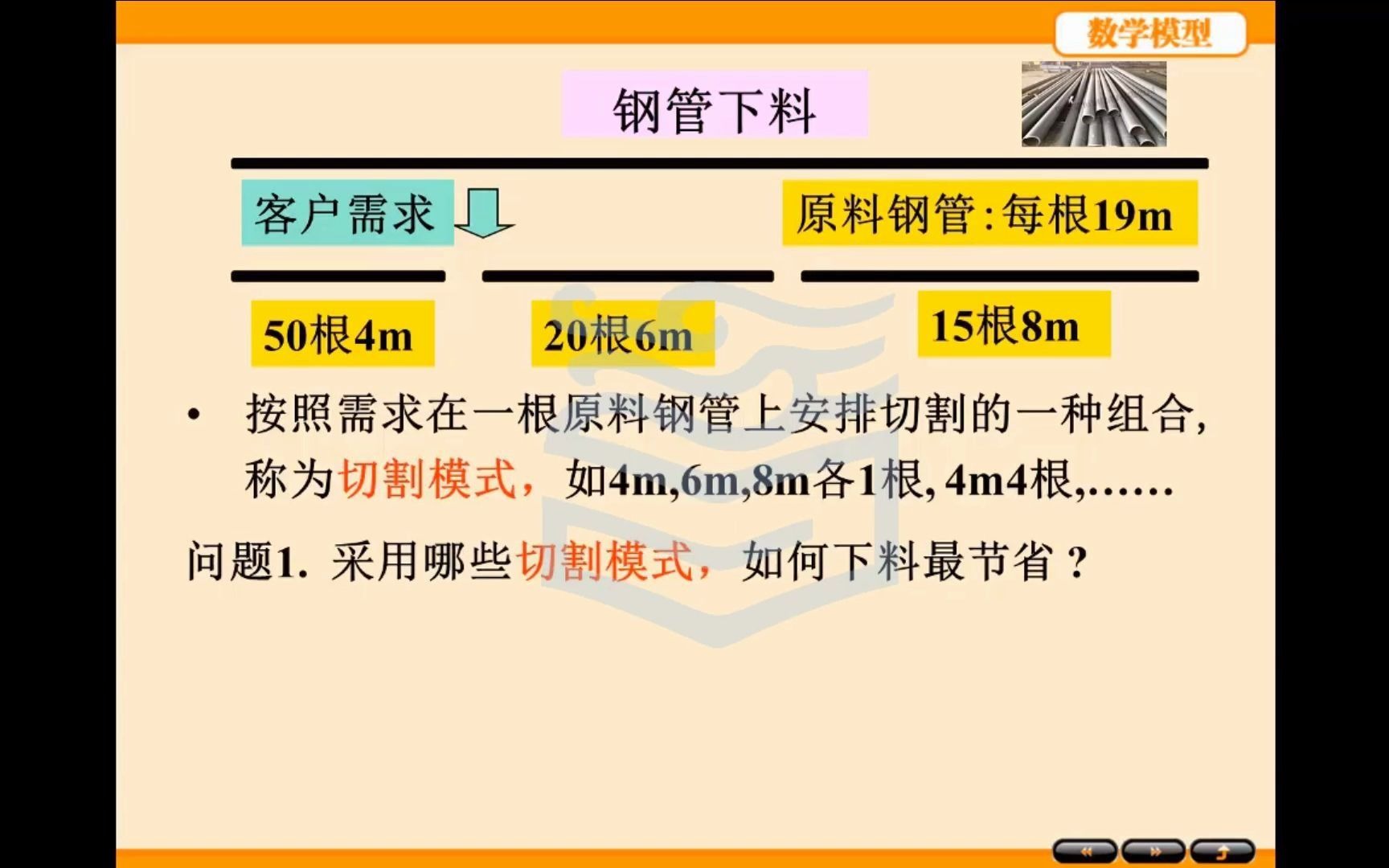 第四章 数学规划模型 4.6(1) 钢管下料