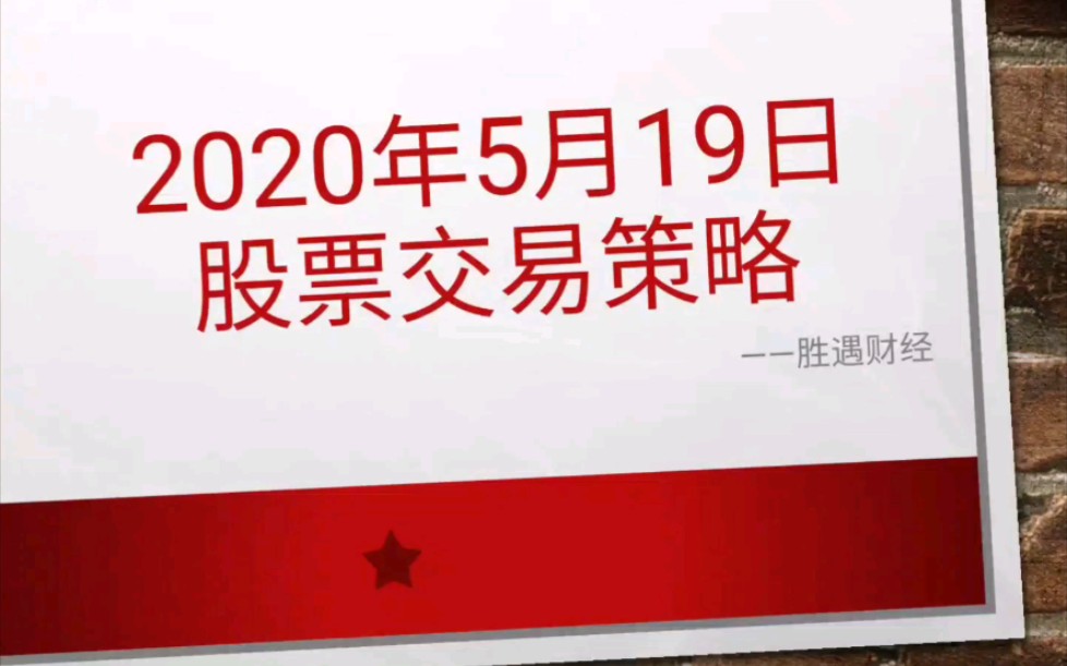 2020年5月19日股票交易策略
