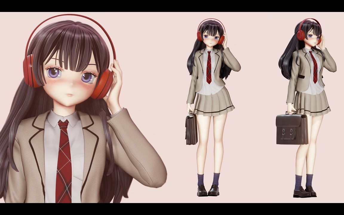 收藏!收藏!收藏! 日本动漫青涩超美小姐姐建模渲染 全流程 - Blender 3.0