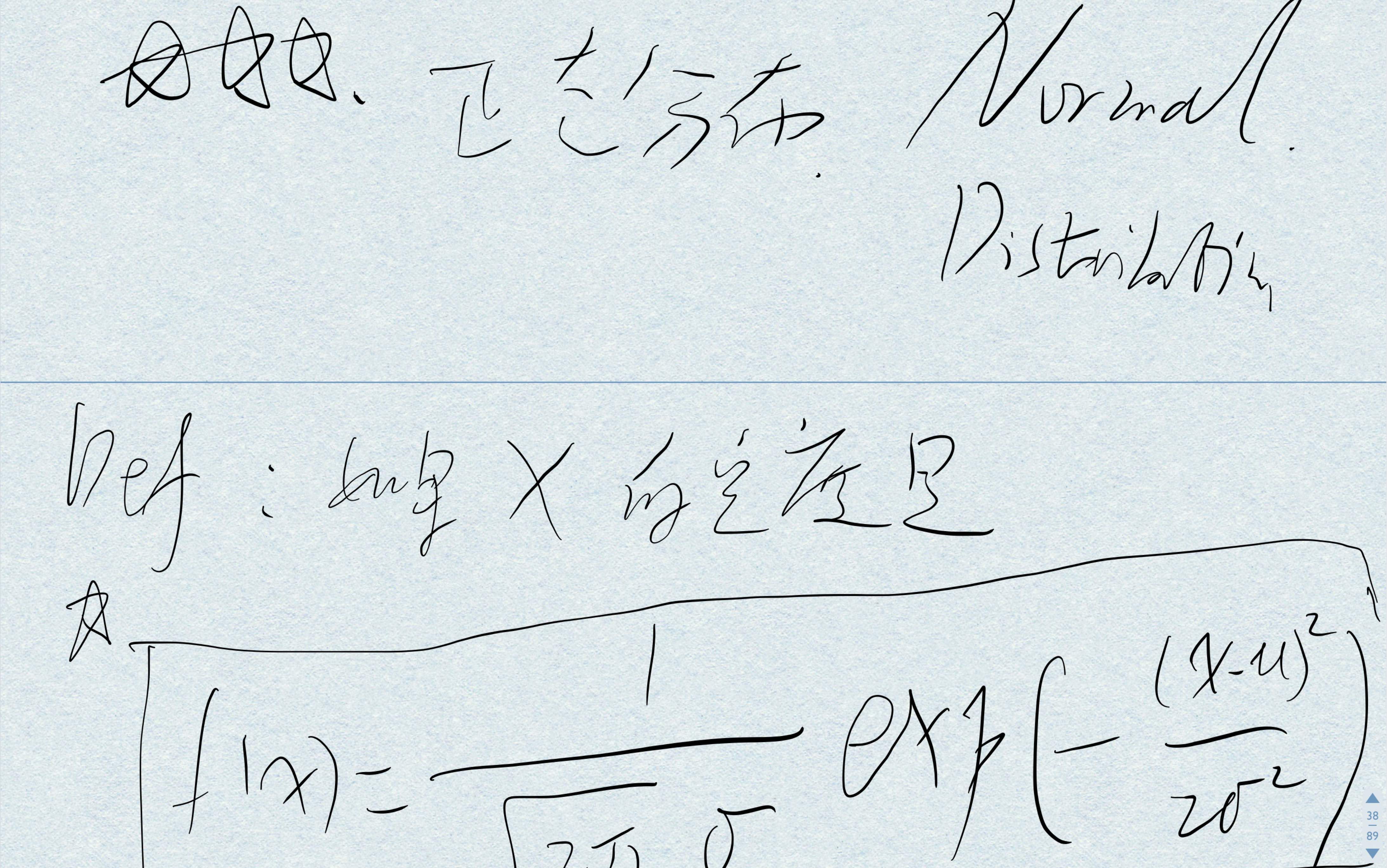 概率统计-Sec.2.3.4-常见连续分布-正态分布-密度函数和钟形图