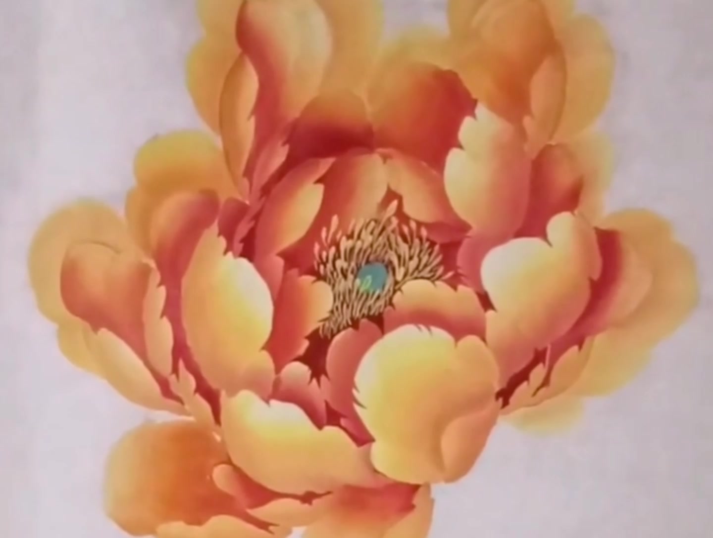 国画教学(美丽的牡丹)画家一笔一画,寥寥数笔,栩栩如生