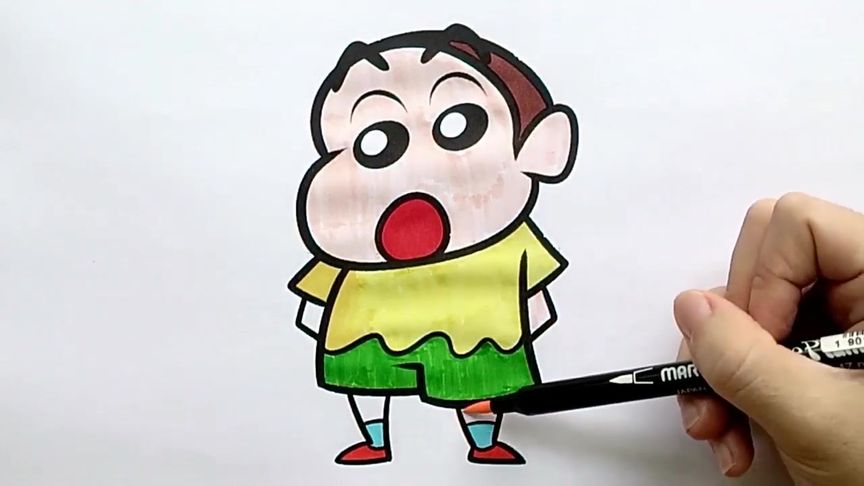 早教育儿简笔画,教宝宝画蜡笔小新