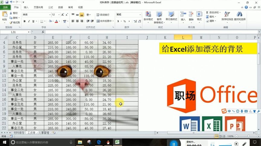 给你的Excel设置漂亮的工作背景