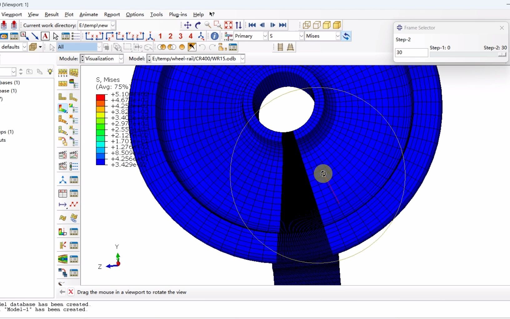 轮轨滚动接触应力仿真分析流程(SolidWorks+Hypermesh+ABAQUS...