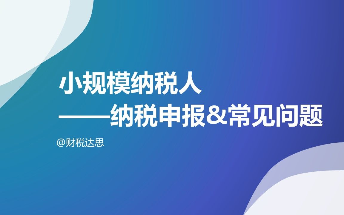 小规模纳税人—纳税申报&常见问题(新)