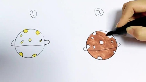 和妹妹比赛画星球,宇宙简笔画,创意简笔画,儿童画,亲子画
