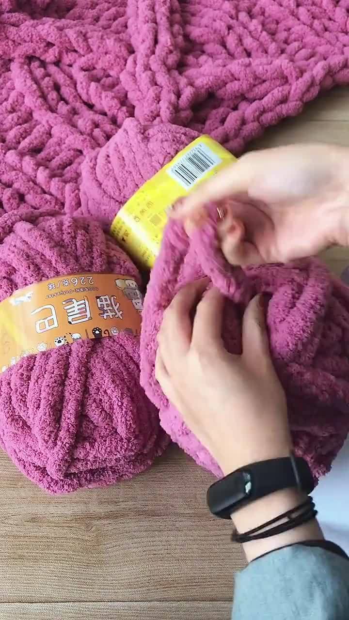 今天用猪大肠毛线做个毯子~用手就能完成,初夏的小毛毯get了吗?#...