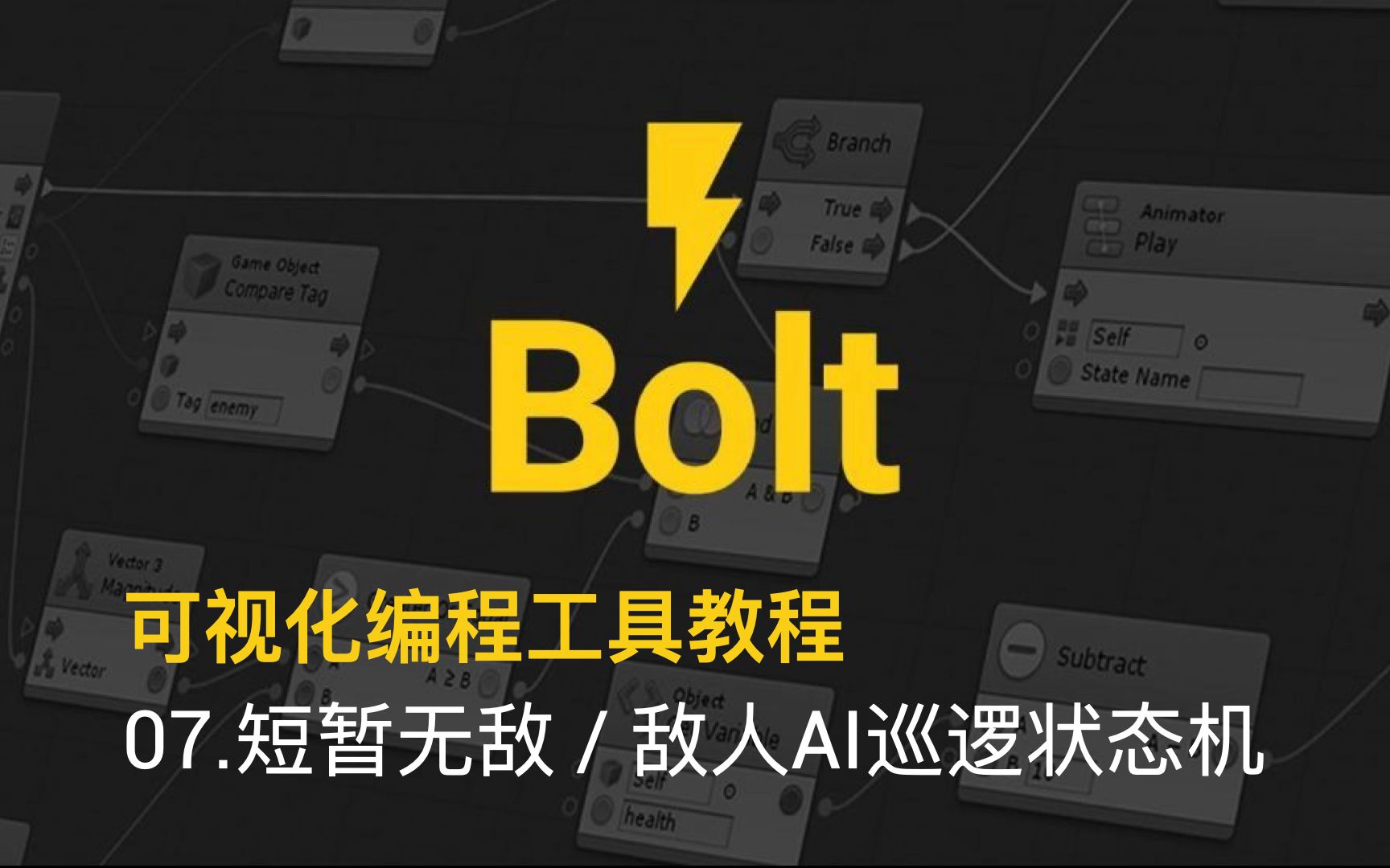 [Unity教程]-Bolt合辑-可视化编程工具系列教程 - 07.短暂无敌-敌人AI巡逻