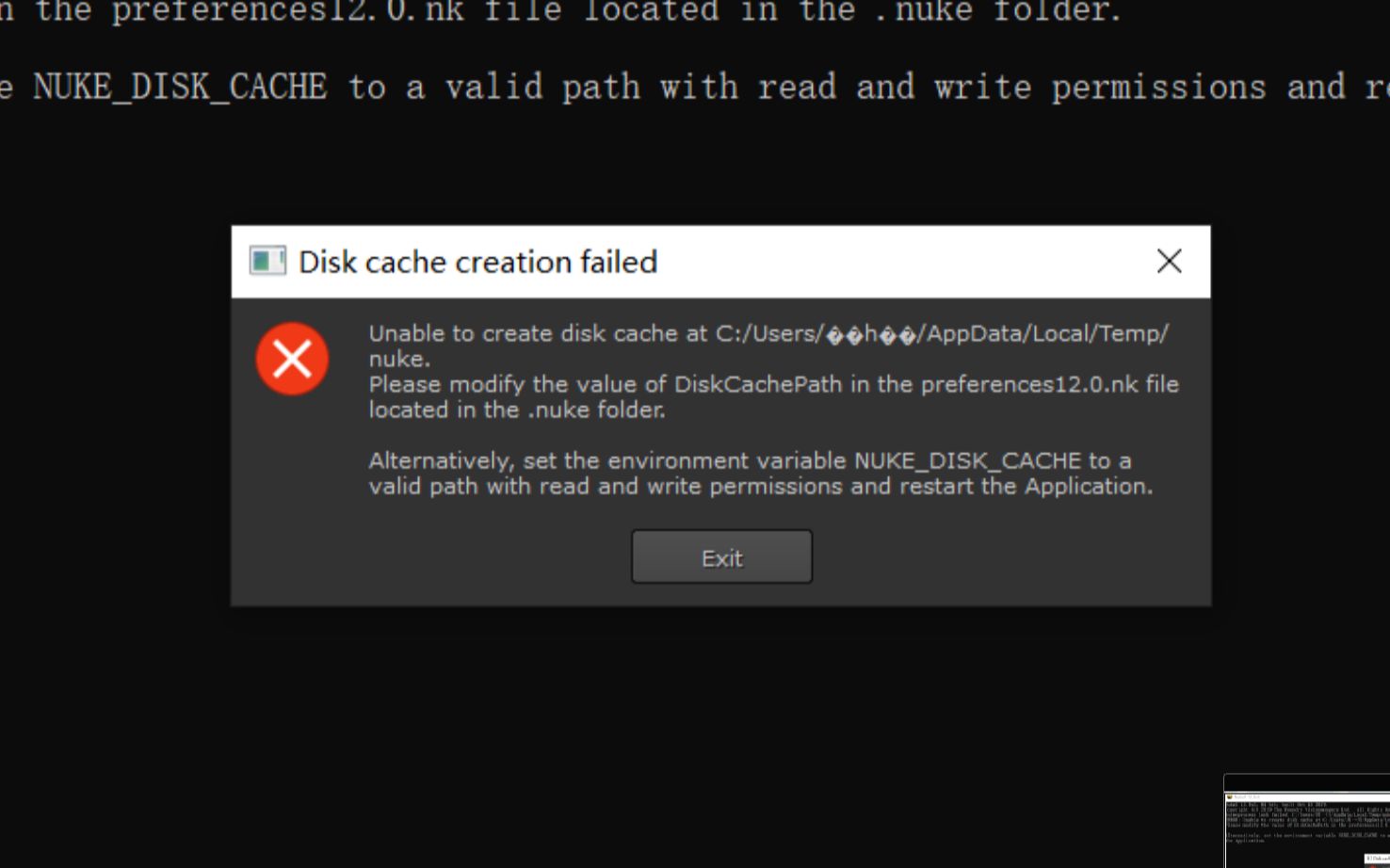 解决Nuke_缓存路径错误的方法(Unable to create disk cache at)