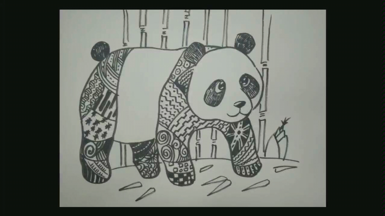 【简笔画】线描画熊猫,可爱的熊猫装饰纹身- ̗̀(๑ᵔ⌔ᵔ๑)