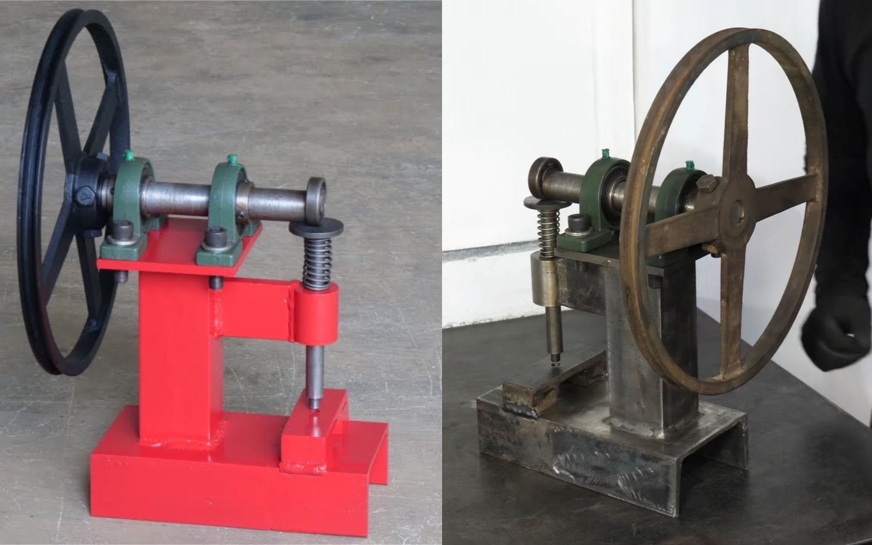 自制手摇式打孔机,不靠电力给钢板打孔,全程手工制造