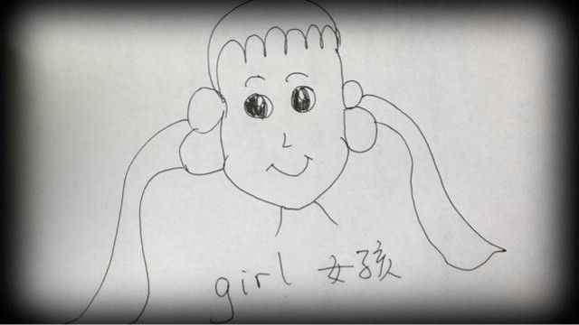 教孩子手绘简笔画记住英语单词:女孩girl