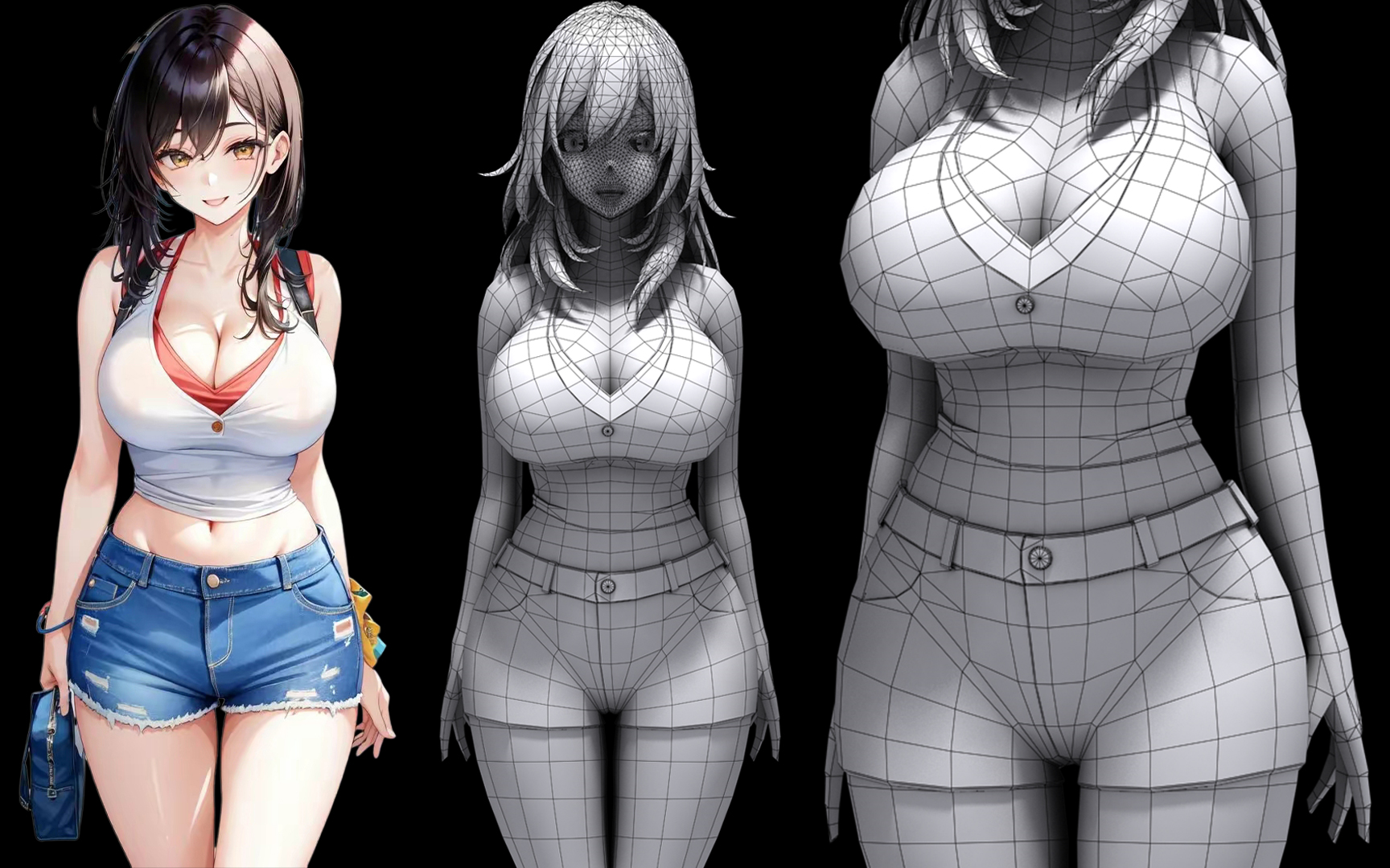 ...胸控福利G罩杯?3Dmax女性角色建模 女性人体结构模型布线制作教程 !