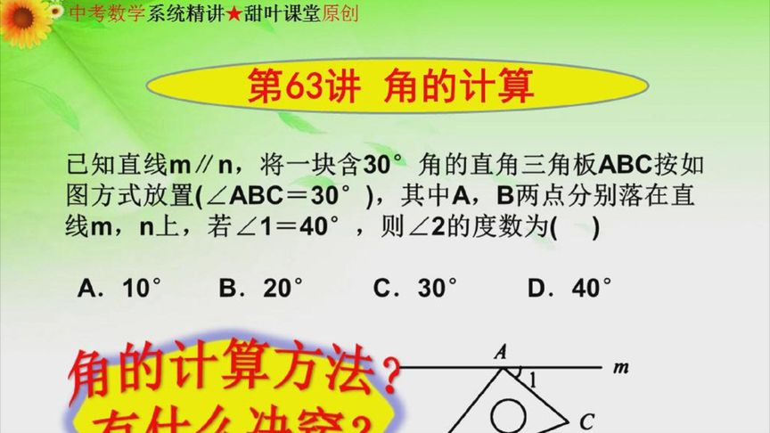 中考数学系统精讲考点突破第63讲角的计算